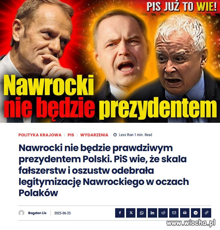 Karol Nawrocki nie zostanie uznany prezydentem Polski. - wiocha.pl absurd 1834228