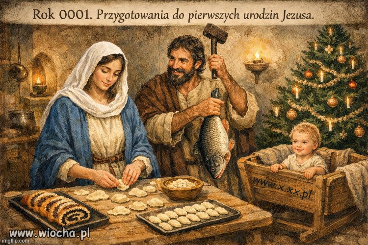 Pierogi, choinka, karp, makowiec. - wiocha.pl absurd 1850681